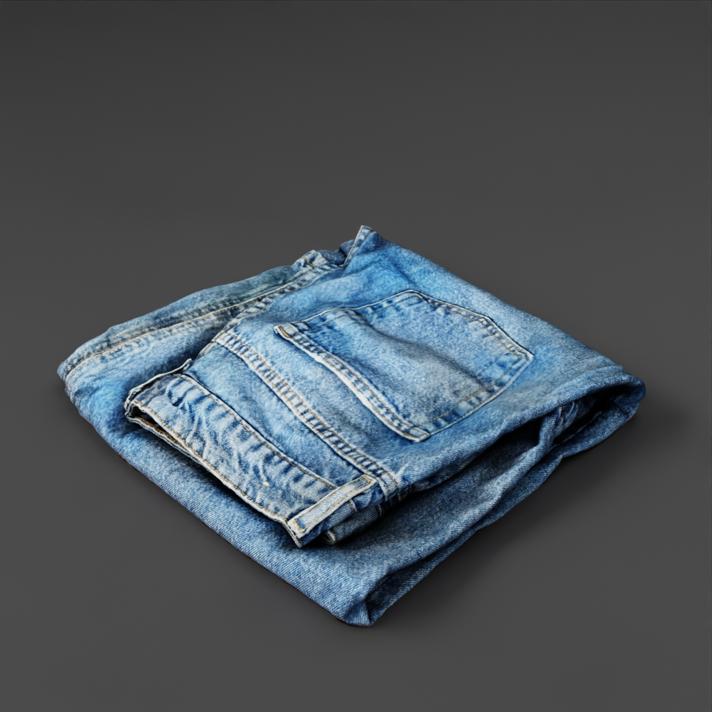 Folded Denim Jeans | Fabrics models | BlenderKit