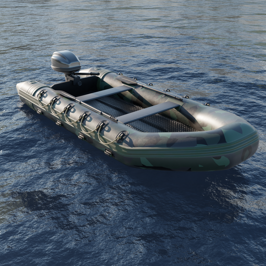 Camo inflatable boat | Boats models | BlenderKit