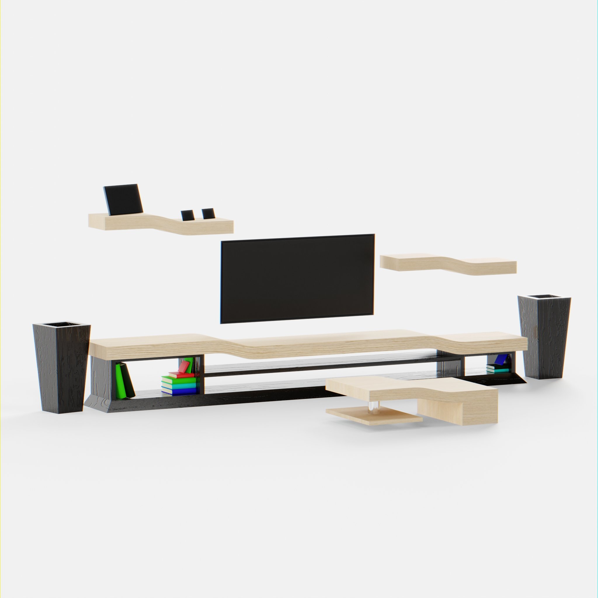 Modern Living Room | FREE TV Cabinets models | BlenderKit