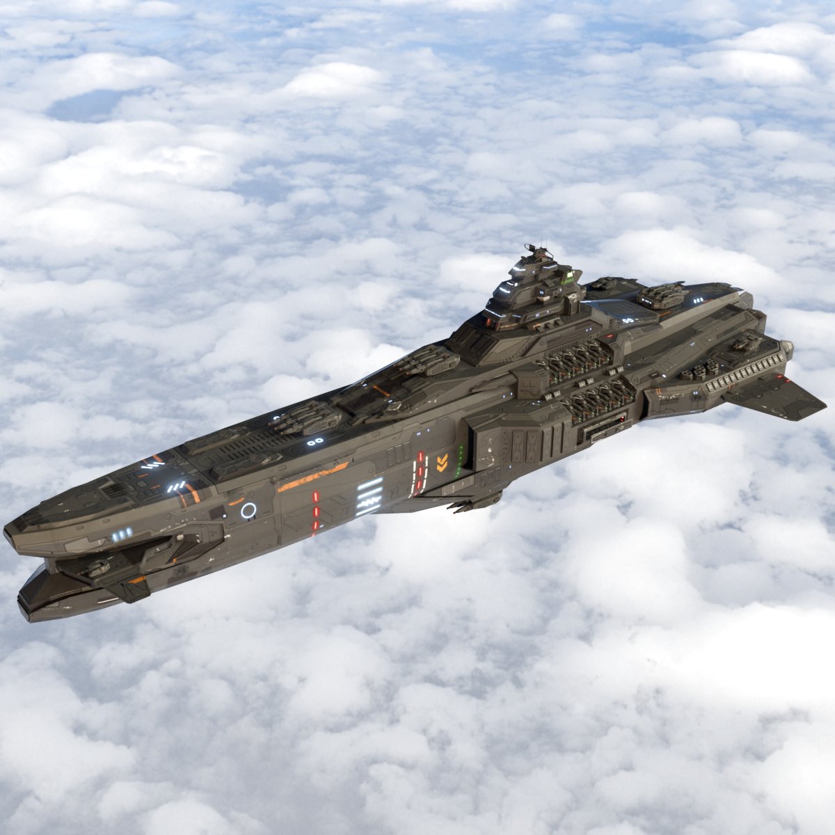 Scifi space ship Maelstrom | Military Aircraft models | BlenderKit