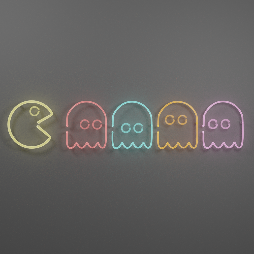 Pacman Neon Light Classic Retro Game | Wall Light models | BlenderKit