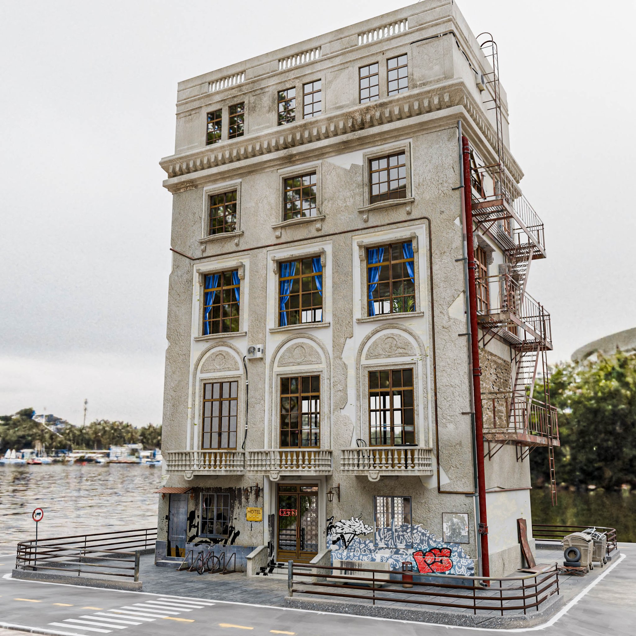 Three star hotel in Italy | Buildings models | BlenderKit
