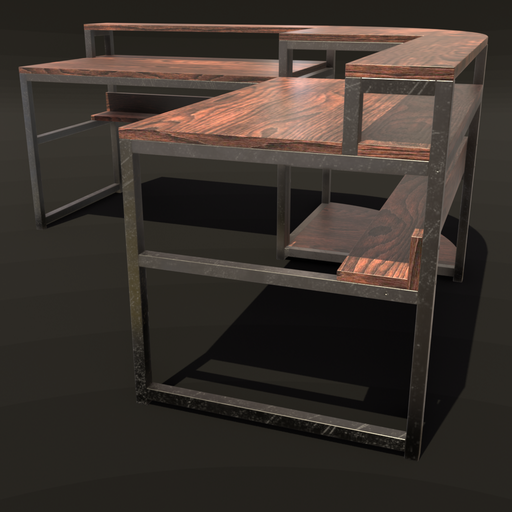 Workstation Bench L-Shape Table | Office Tables models | BlenderKit