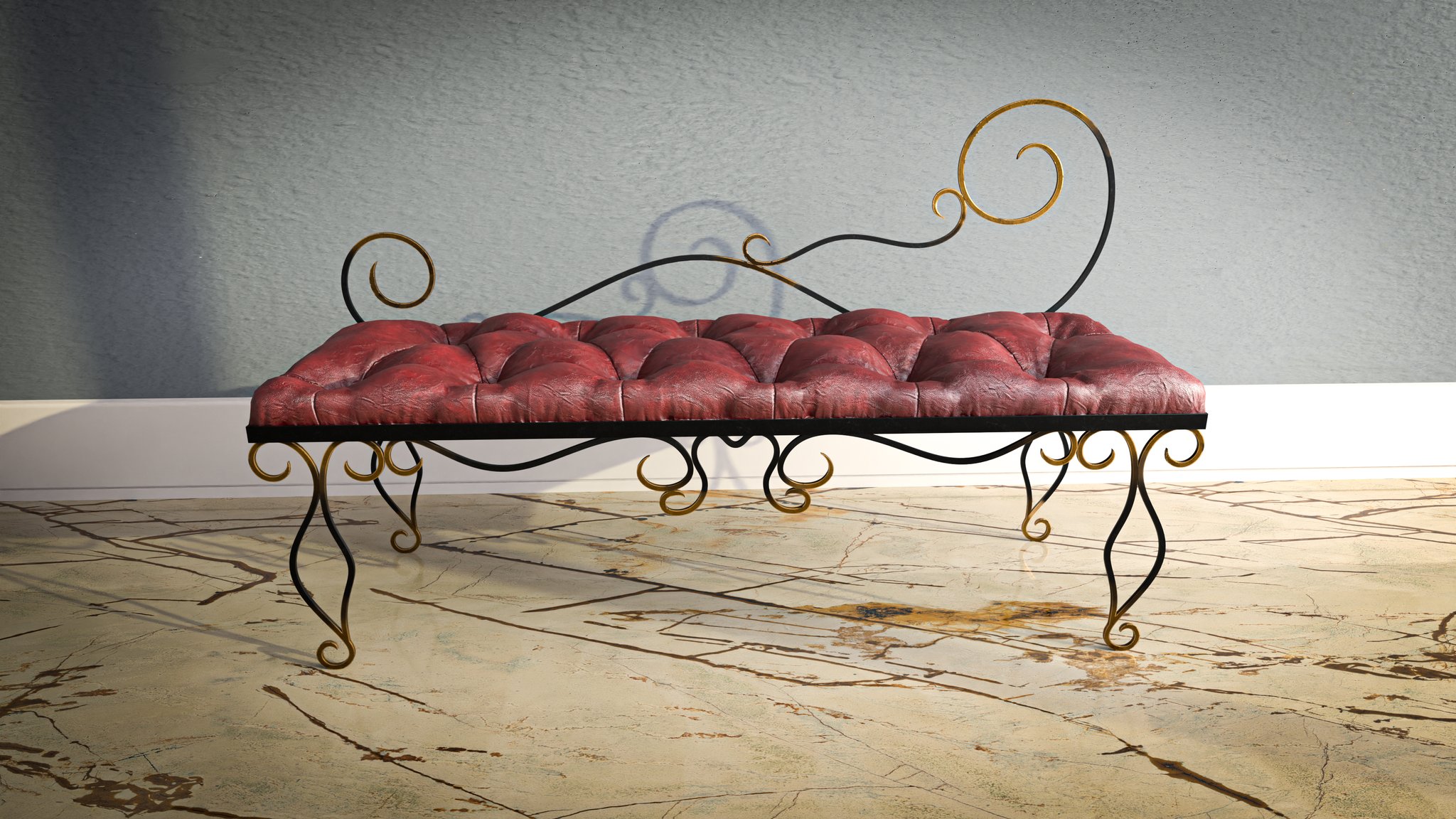 Leather bench | FREE Sofas models | BlenderKit