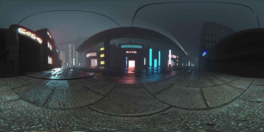 Neon City Night HDRI | Futuristic Environments HDRis | BlenderKit