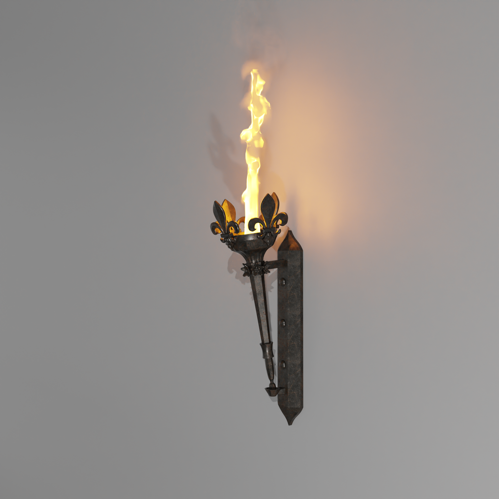 Heavy wrought iron oil torch | FREE Lights models | BlenderKit