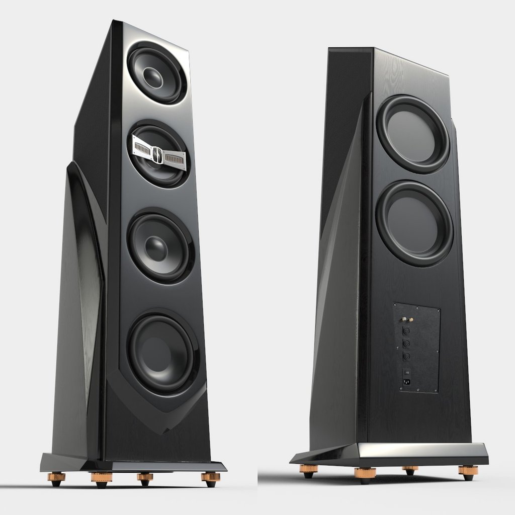 Hi Fi Floor Speaker Black Wood | Audio Devices models | BlenderKit