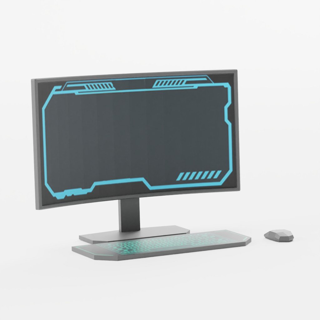 Sci-fi Low Poly ComputervScreen | FREE Monitors models | BlenderKit