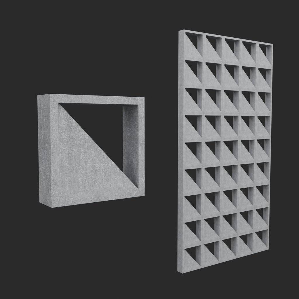 Ventilation Blocks Wall (Diag. Design) | FREE Stone Panels models ...