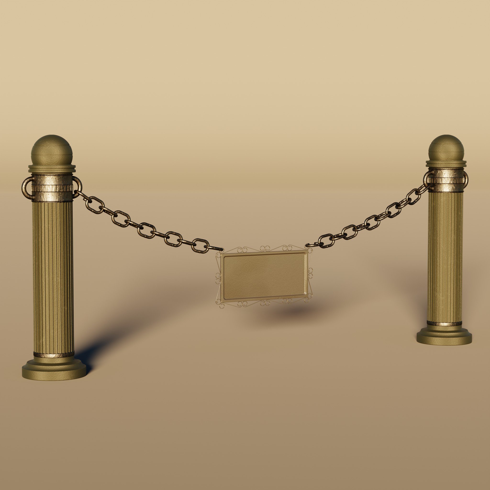 Classic post with chain | Exterior Elements models | BlenderKit