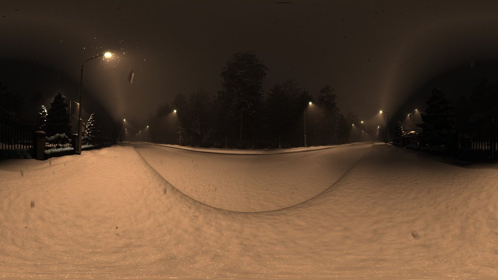 Snowy Street | Nighttime Environments HDRis | BlenderKit
