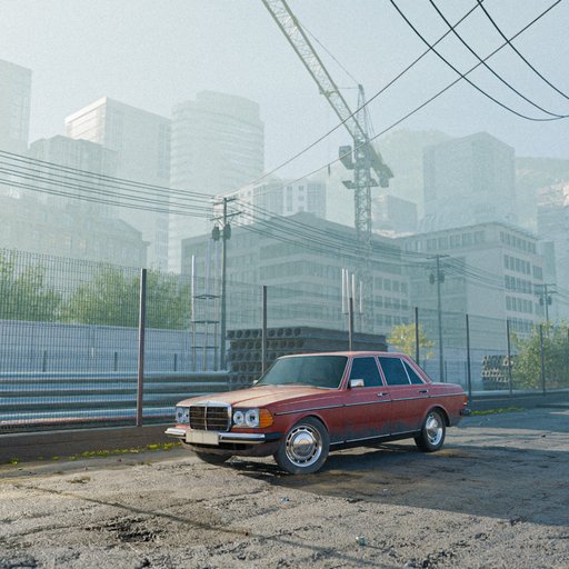 Mercedes in construction site street | Urban scenes | BlenderKit