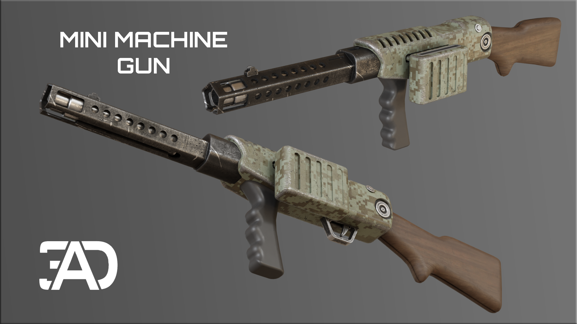 Mini machine gun | FREE Sci-Fi Weapons models | BlenderKit