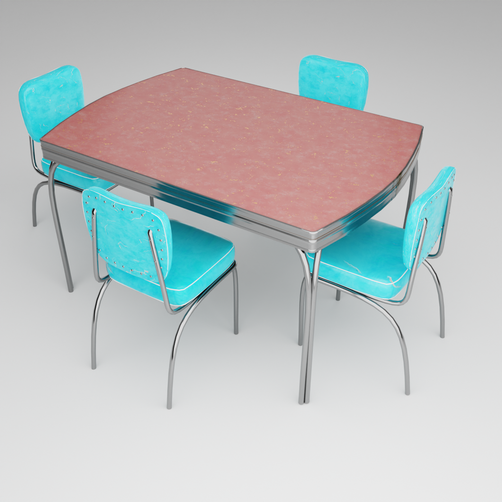 Mid-Century Modern Dinette Set | FREE Kitchen Sets models | BlenderKit