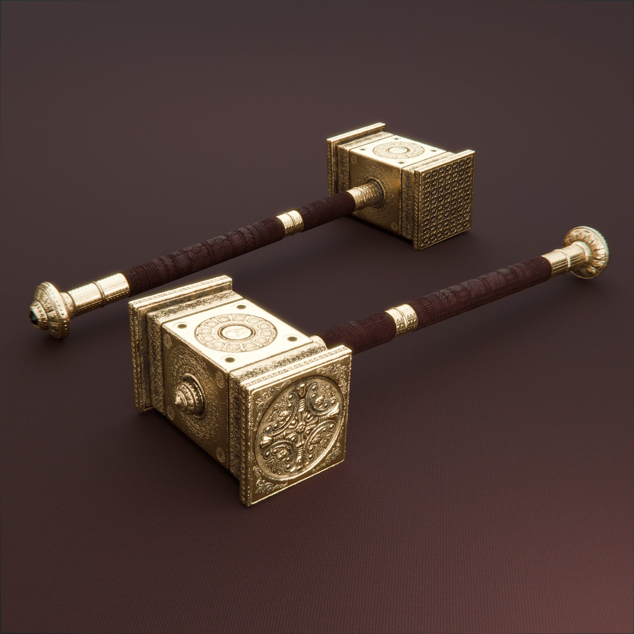 Gold Ceremonial Mace | FREE Weapons & Armors models | BlenderKit