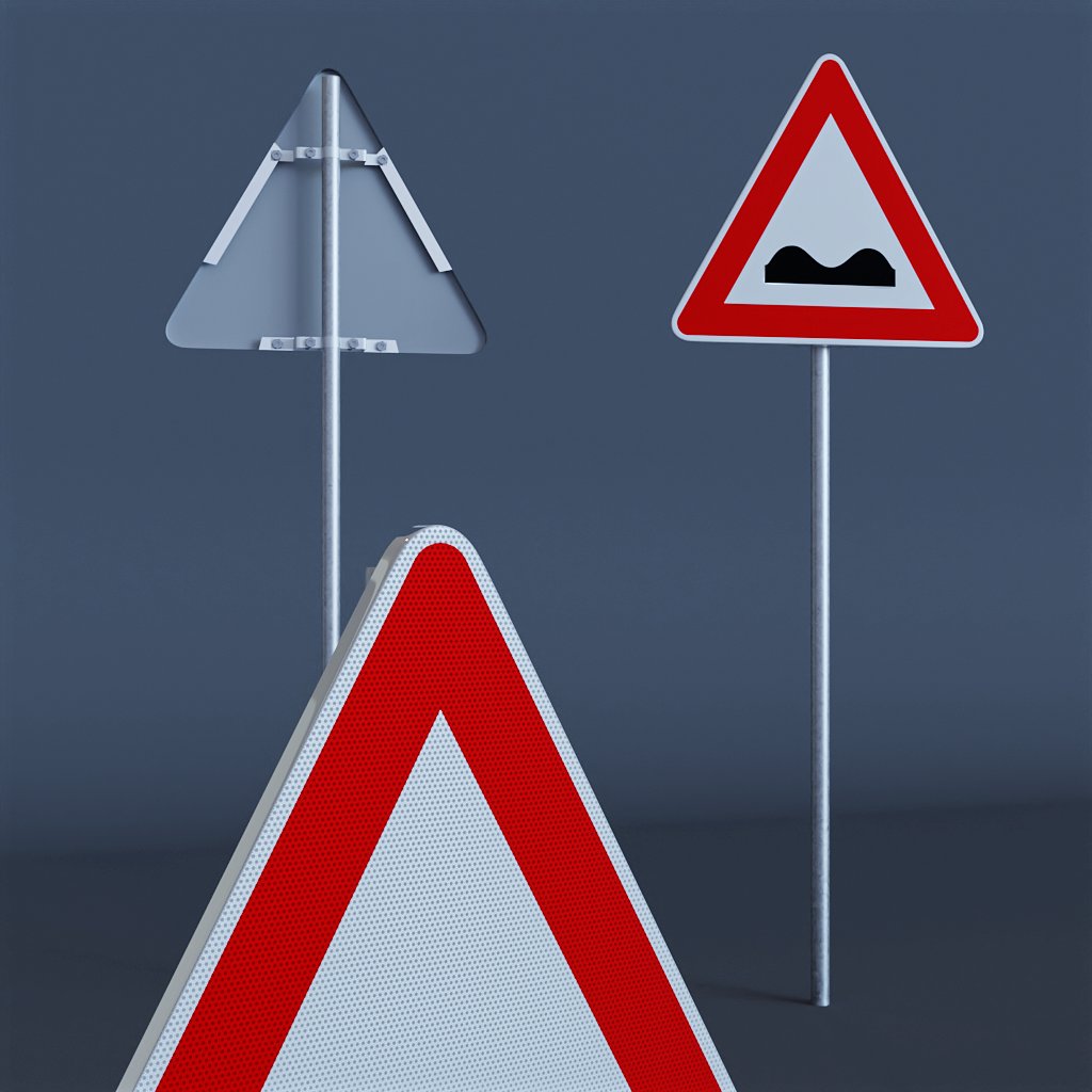 Danger road sign dune | FREE Signs models | BlenderKit