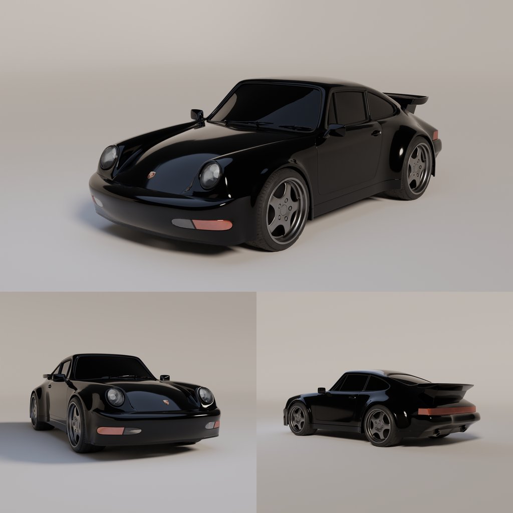 Porsche 911 (964) Black Turbo | FREE Historical Cars models | BlenderKit