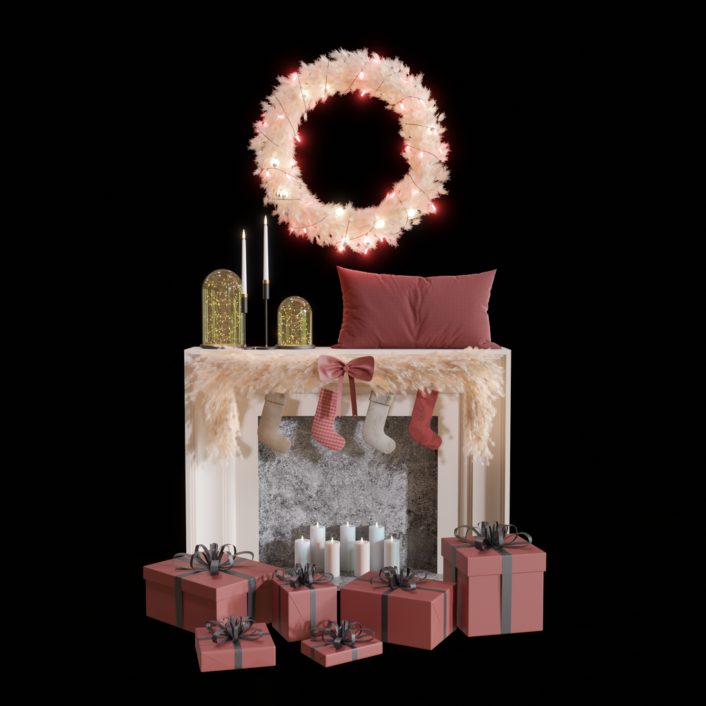 Christmas fireplace | Fireplaces models | BlenderKit