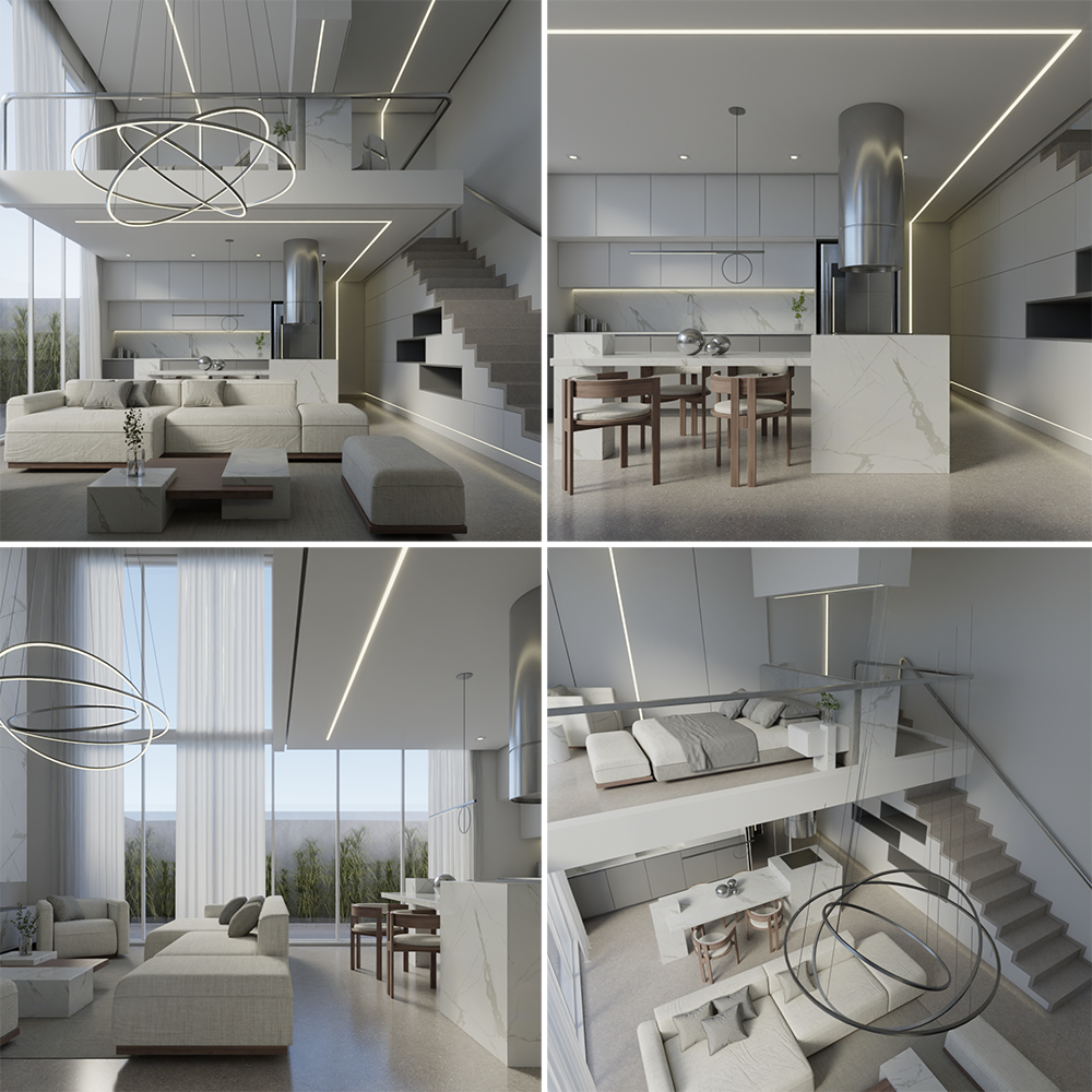 Modern Living Room Loft | Interior scenes | BlenderKit