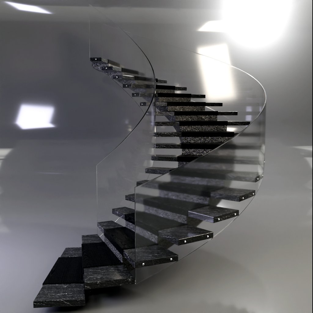 Semi-circular Staircase | Stairs models | BlenderKit