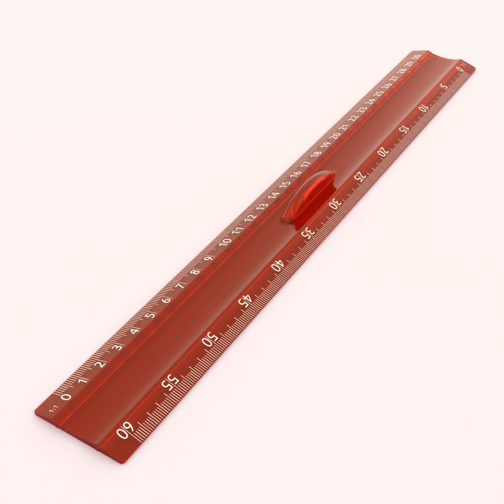 30 cm red ruler | Stationeries models | BlenderKit