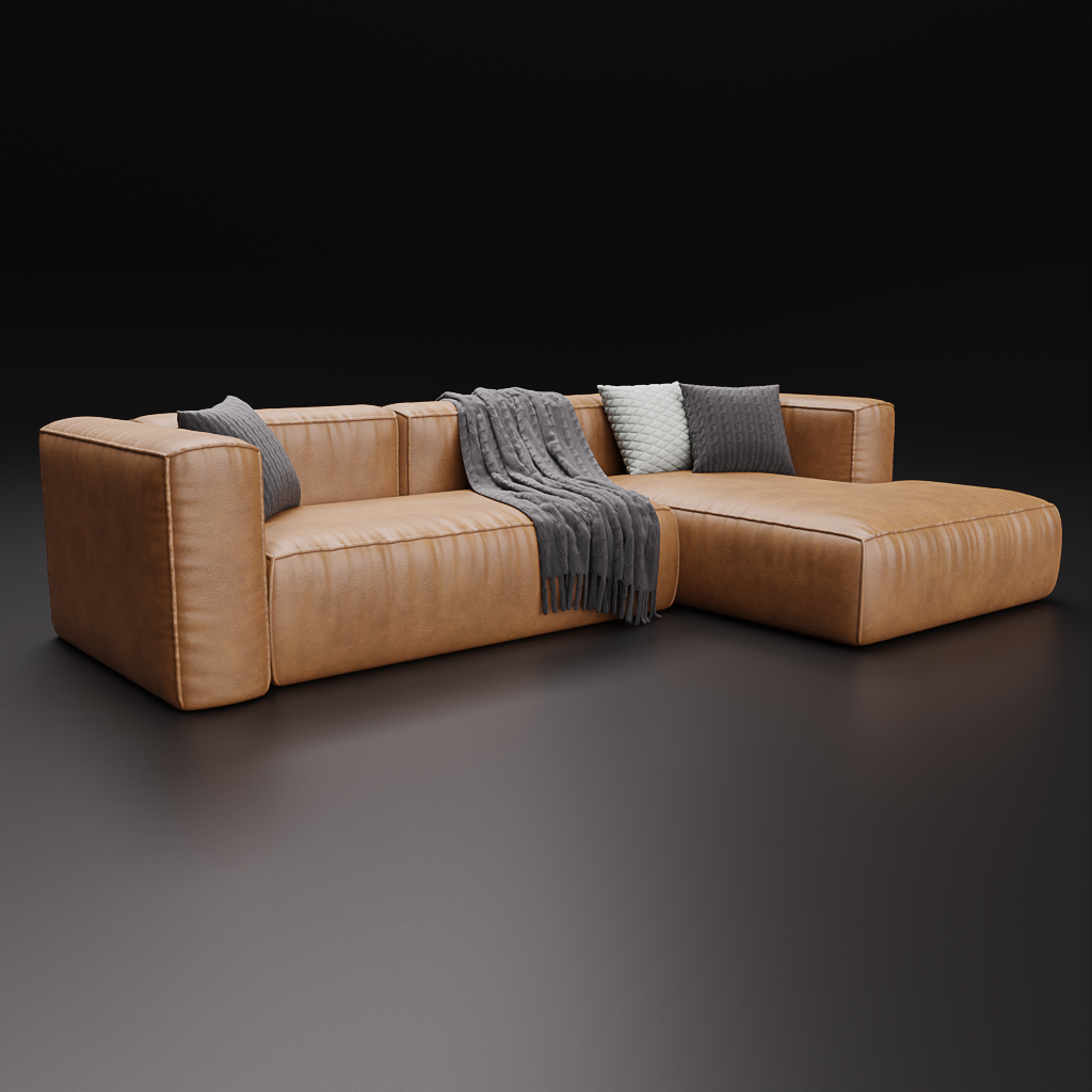 Corner Sofa Bean Cognac | 3D Sofa models | BlenderKit