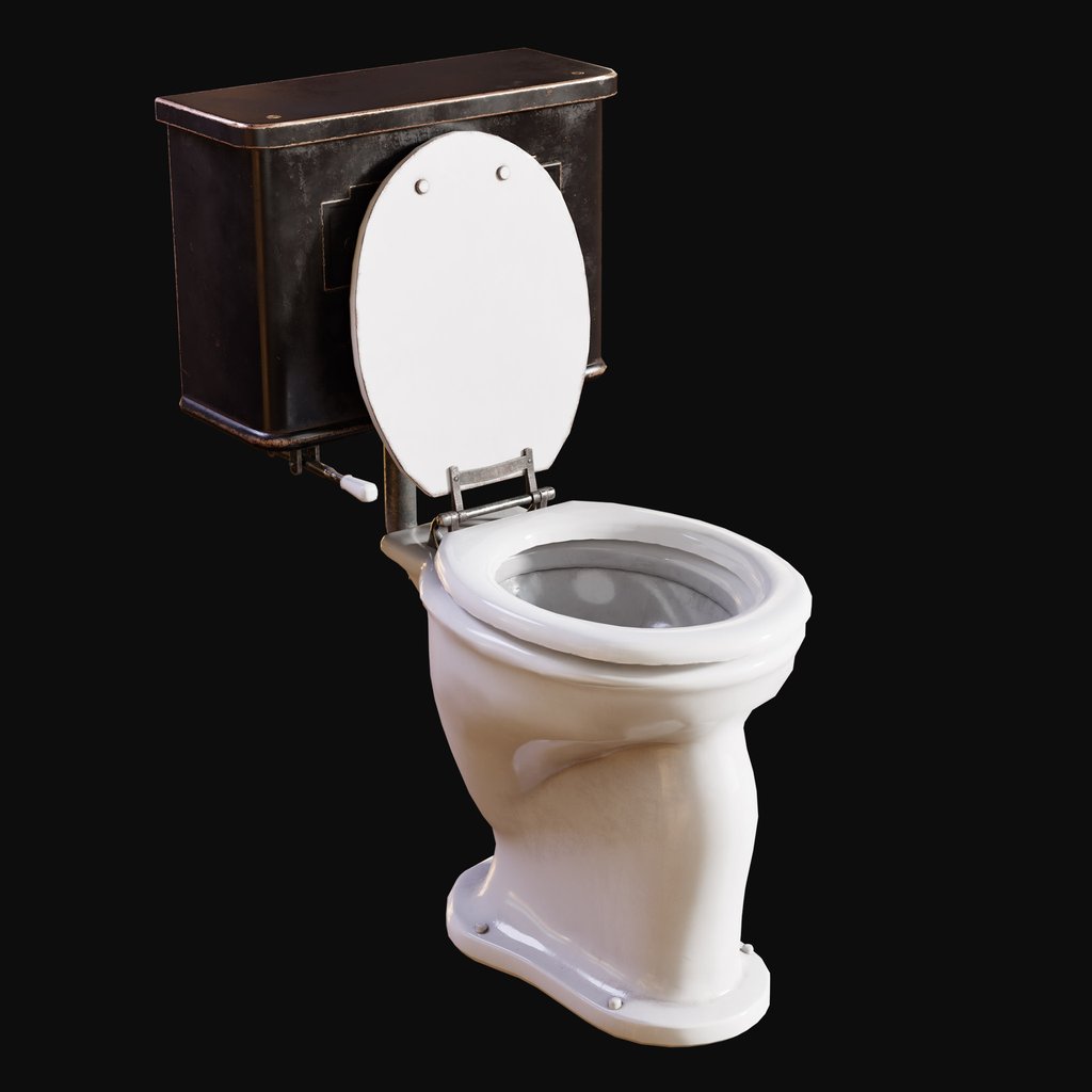 1915 Antique Low-Tank Toilet | Toilets & Bidets models | BlenderKit