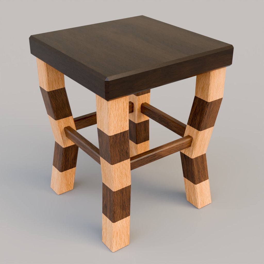 Wooden Stool | Chairs models | BlenderKit