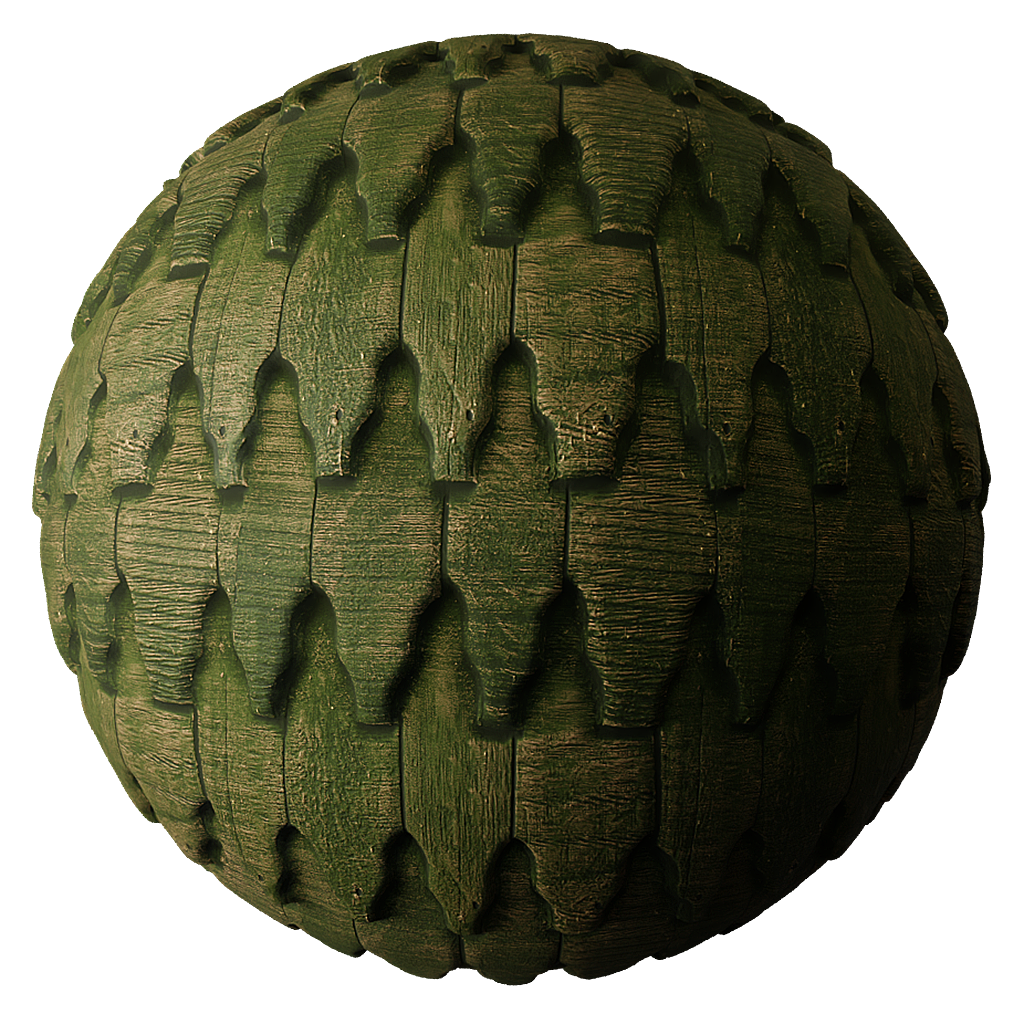 Shingle Roof Tiles Green Ornate | FREE roofing materials | BlenderKit