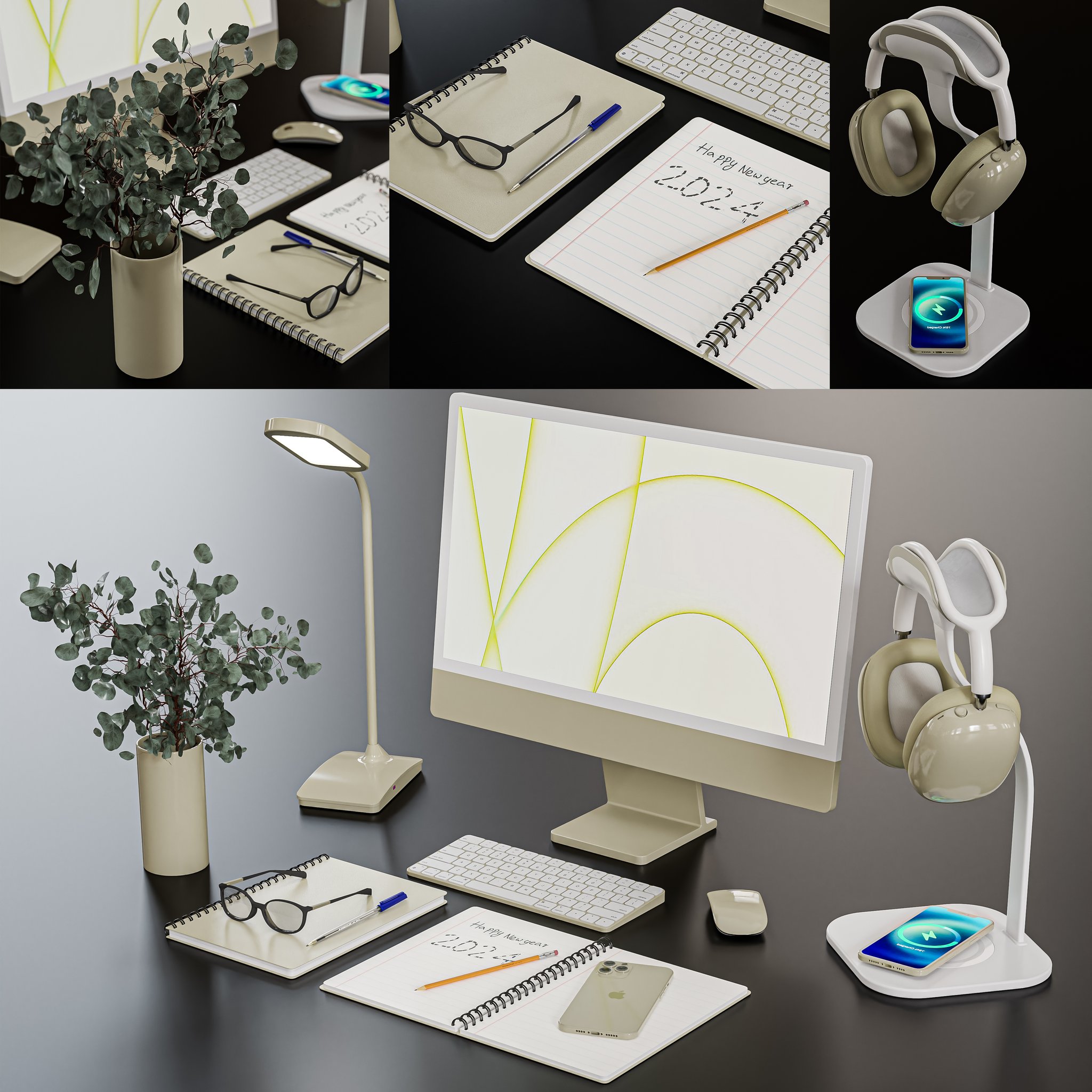 Apple workspace | Decoration Sets models | BlenderKit