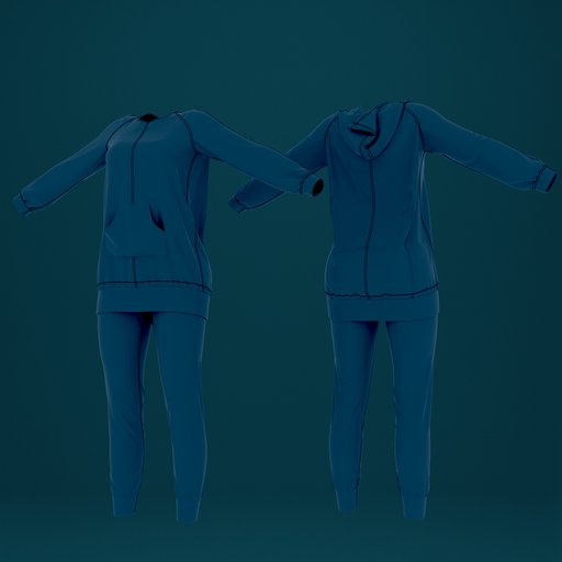 Hoodie & Pants | Women Clothing models | BlenderKit
