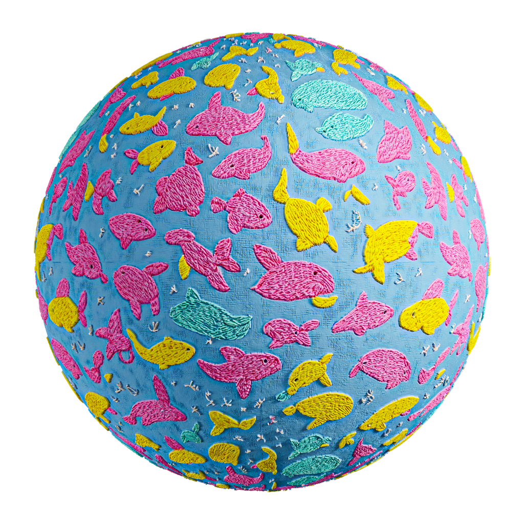 Embroided Whales Pattern | FREE fabric materials | BlenderKit