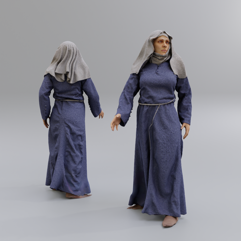Medieval Woman middle class | Full Human Bodies models | BlenderKit