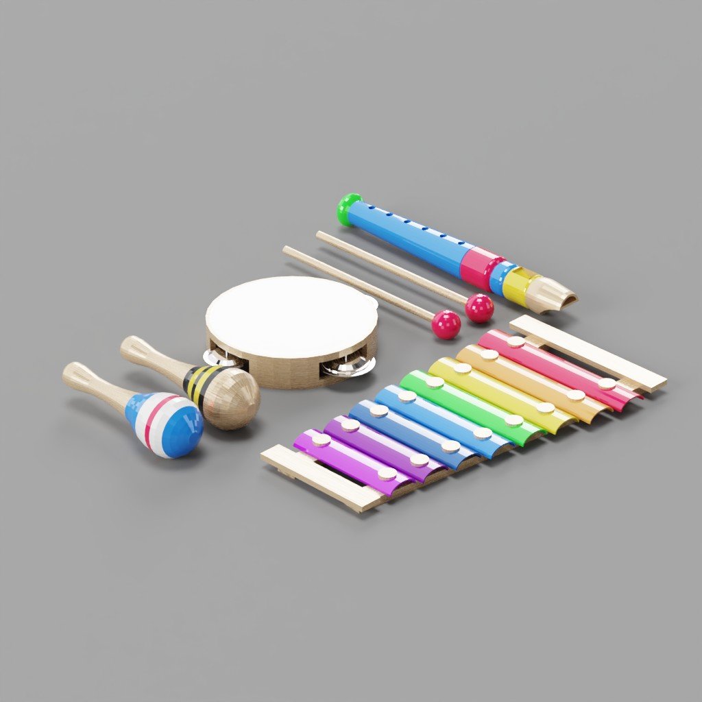 Kids Musical Instrument Set | FREE Toys models | BlenderKit