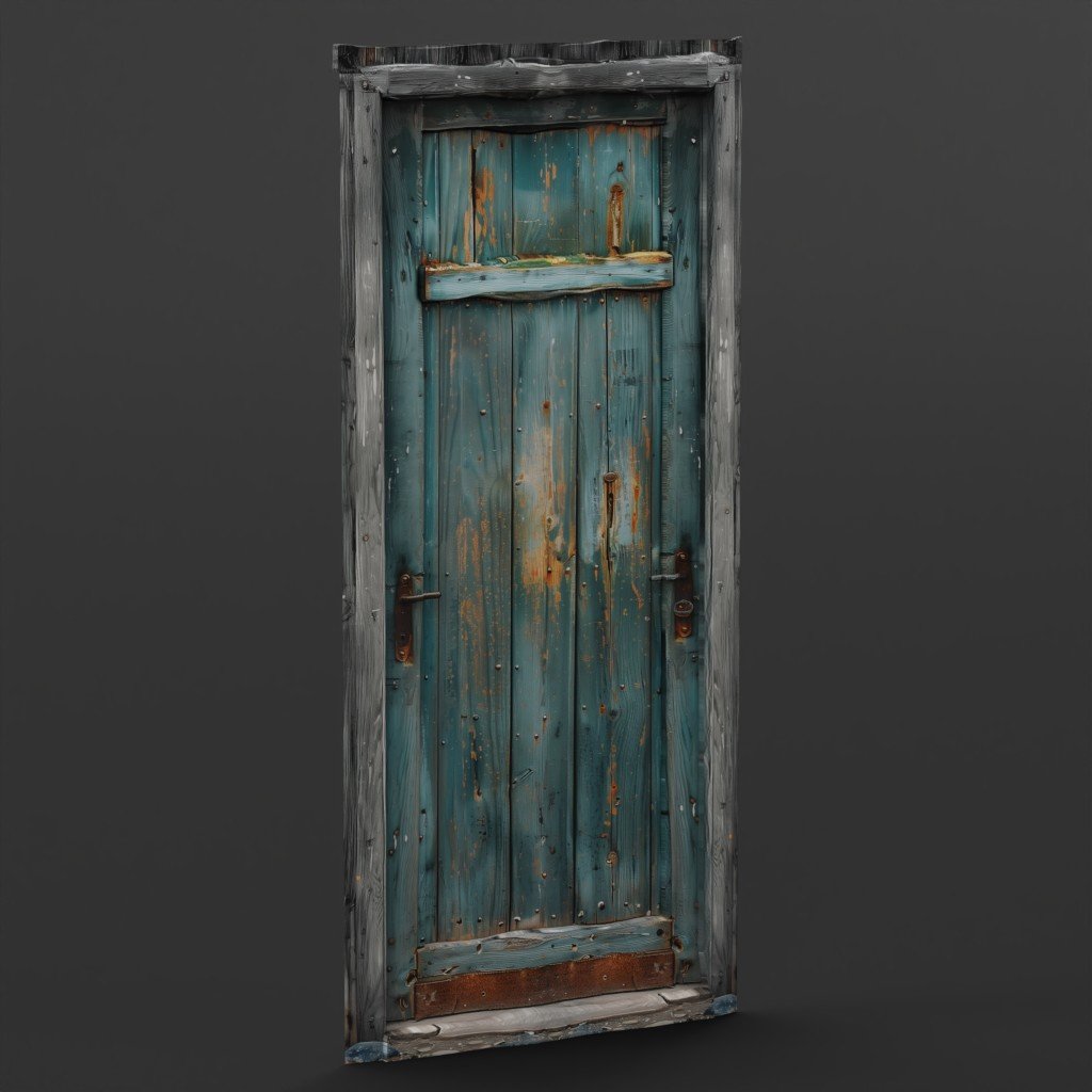 Aged wooden plank door for shad | Doors models | BlenderKit