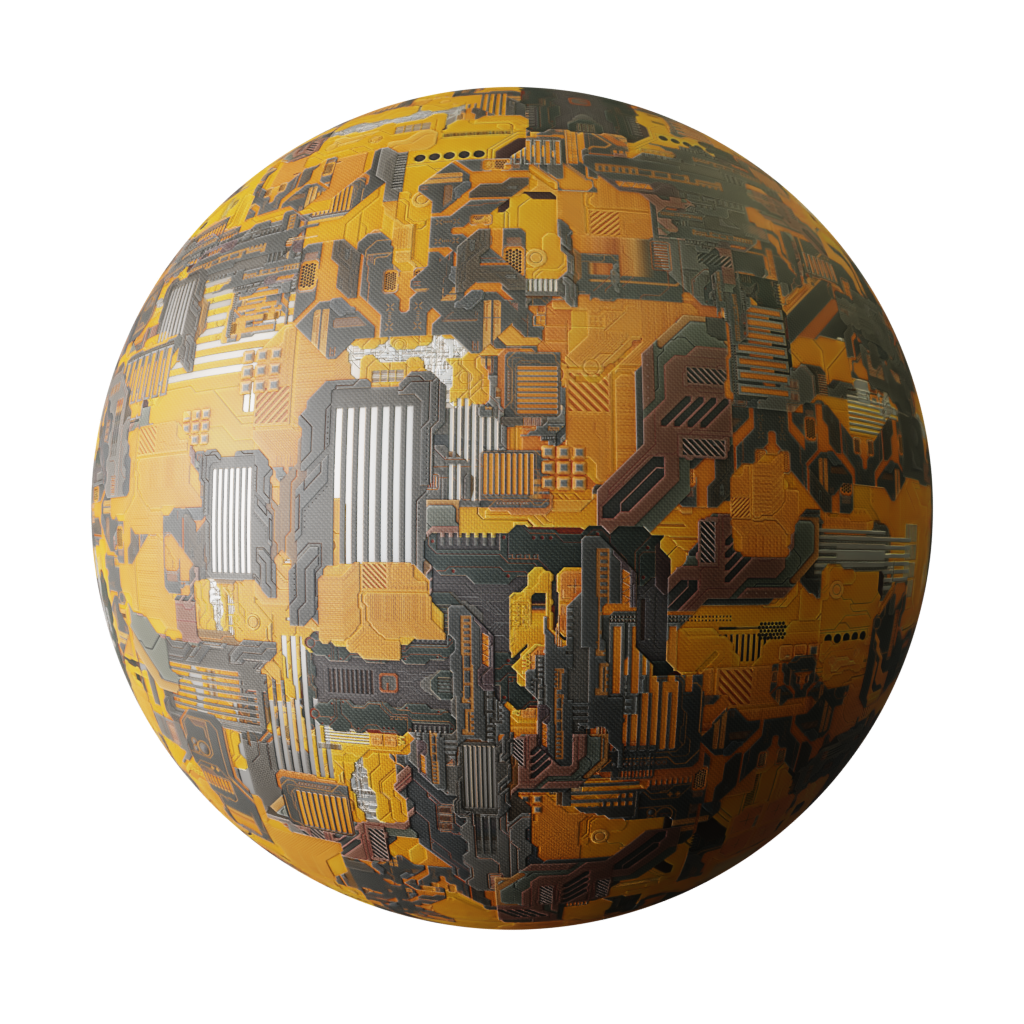 Computer Chip Yellow | FREE tech materials | BlenderKit