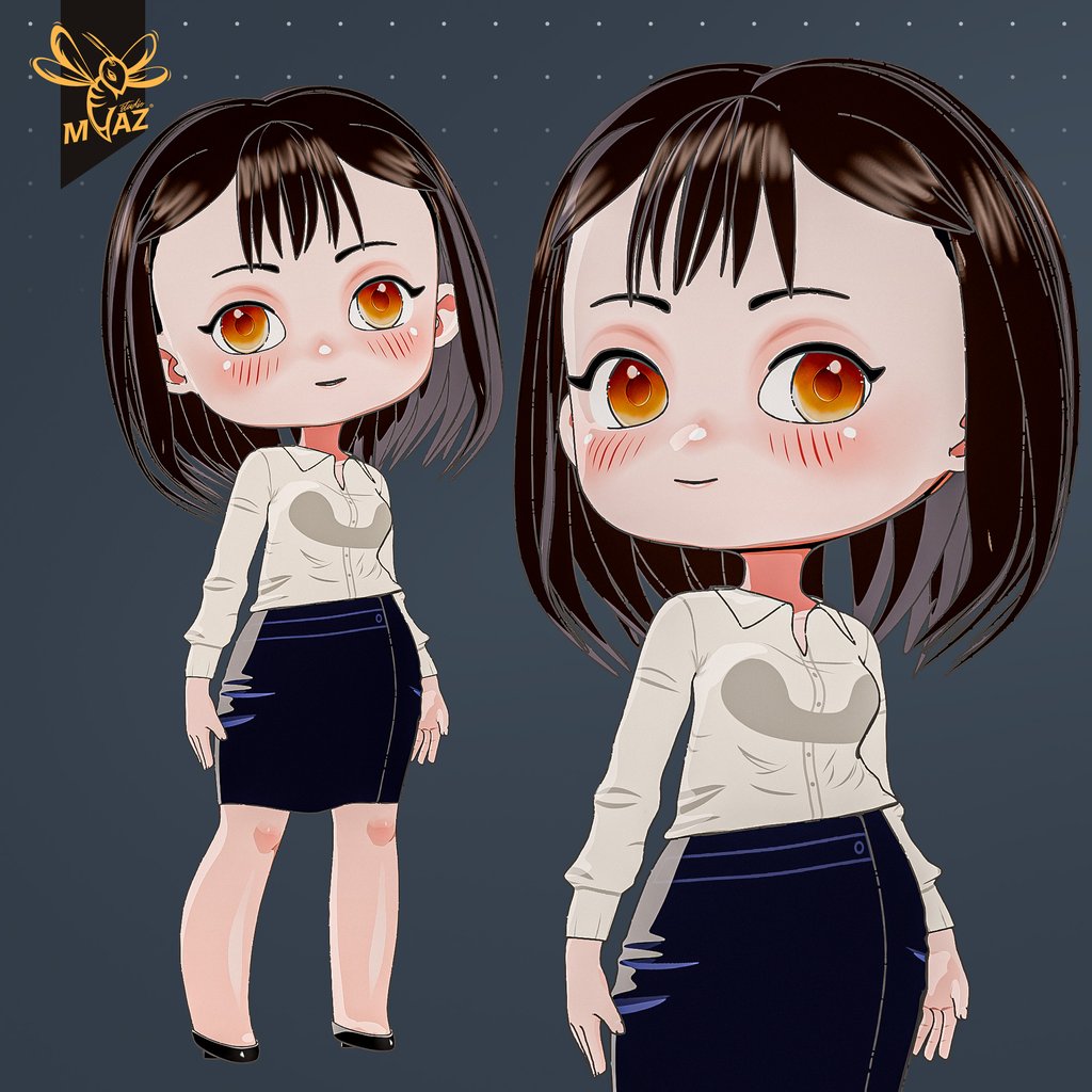 NPR Office Lady Character|Eevee & Cycles | Women models | BlenderKit