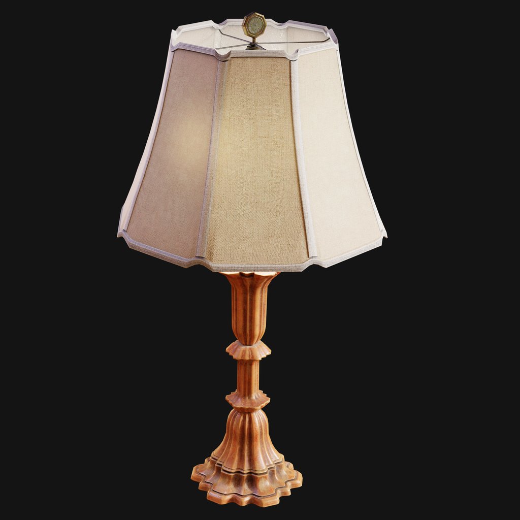 1920s Scalloped Wooden Table Lamp | Table Lamps models | BlenderKit