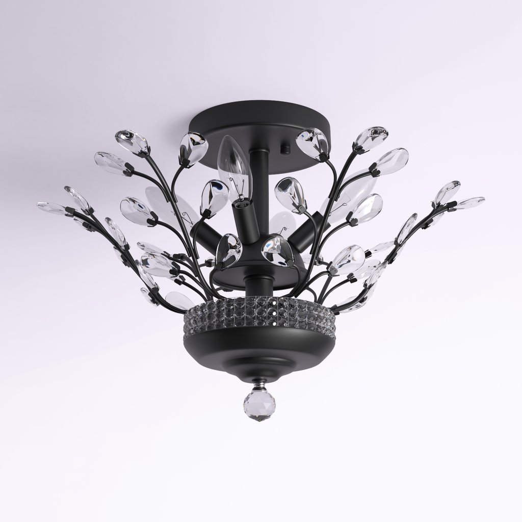 Crystal Leaf Flush Ceiling Light | Ceiling Lights models | BlenderKit