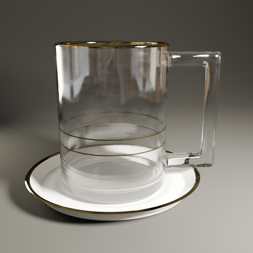 Glass and saucer | Tableware Sets models | BlenderKit