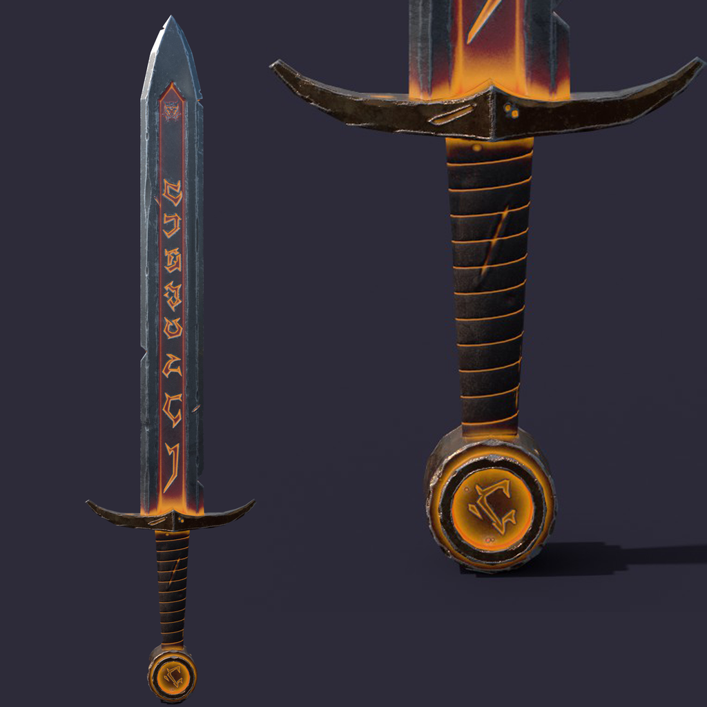 Engraved Medieval Sword lava | Historical Weapons models | BlenderKit