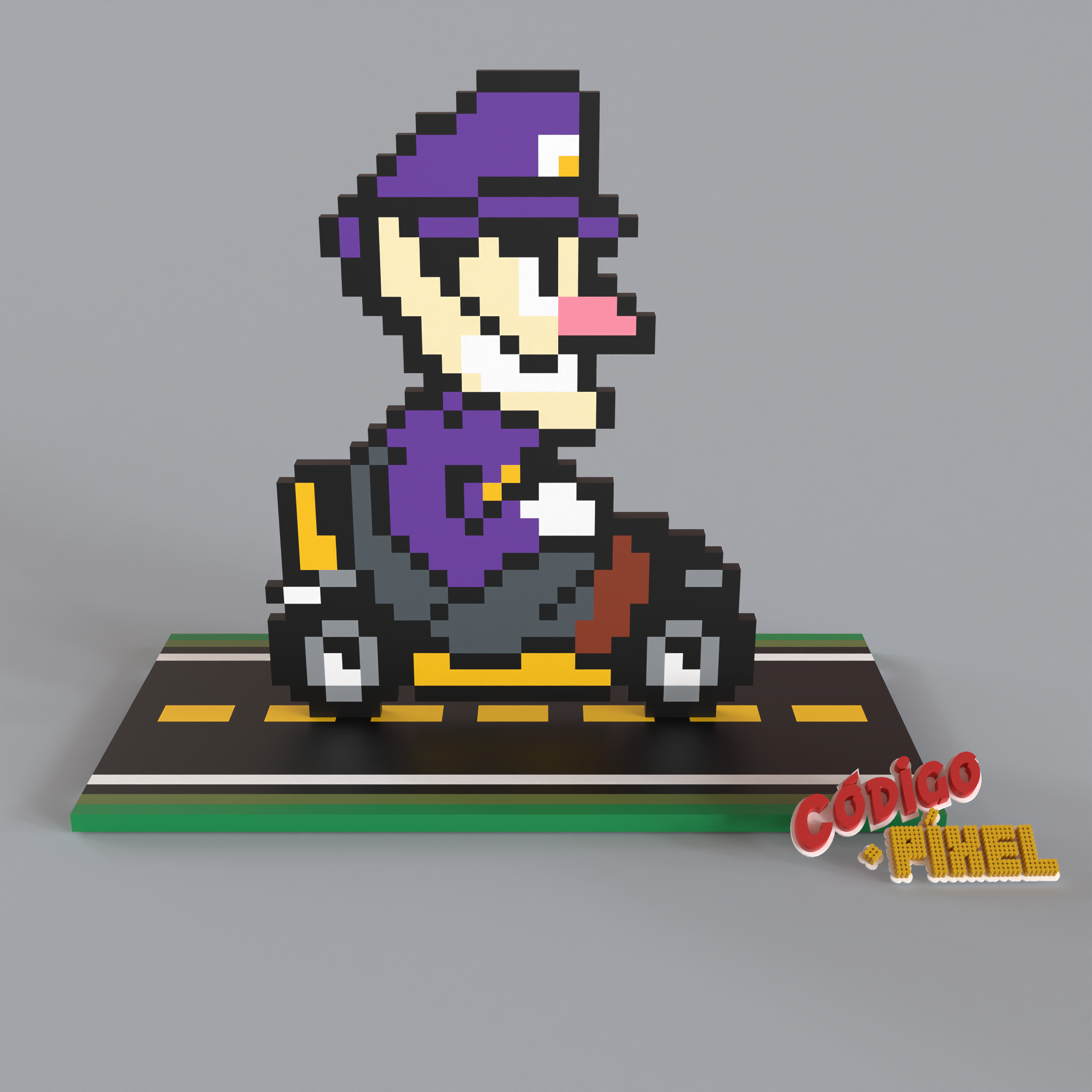 SMK029 - Super Pixel Kart Waluigi | 3D Character models | BlenderKit