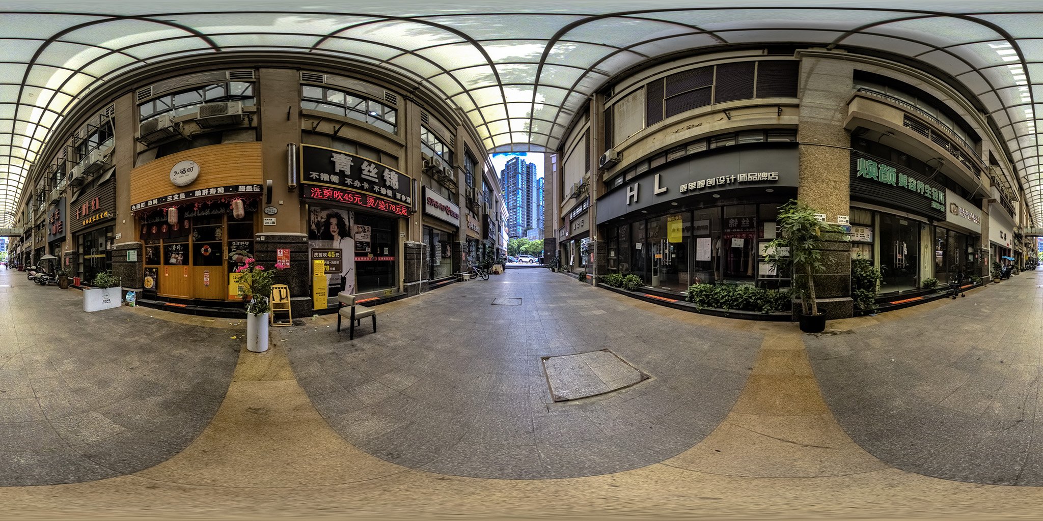 Quiet shopping street | Holiday HDRis | BlenderKit