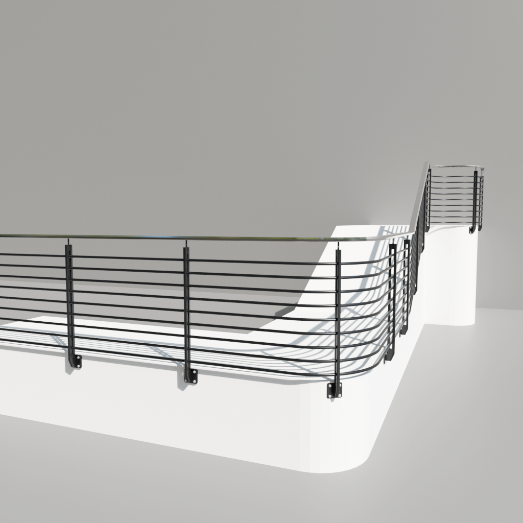 Railling with braces side fixing | Architecture models | BlenderKit