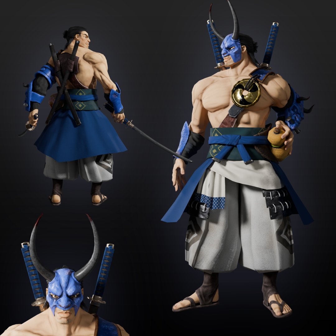 Ronin Animated Rigged | Fantasy Hero / Heroines models | BlenderKit