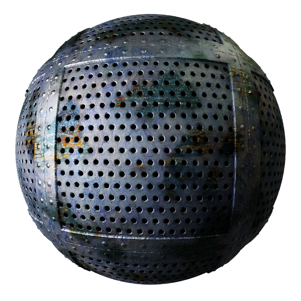 Metal Rivets Blue Perforated | FREE metal materials | BlenderKit