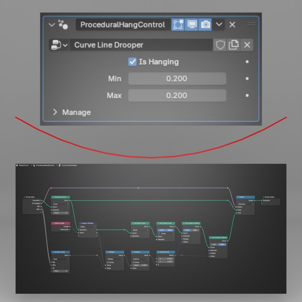 Curve Line Drooper | FREE Edit / Object mode Node Groups | BlenderKit