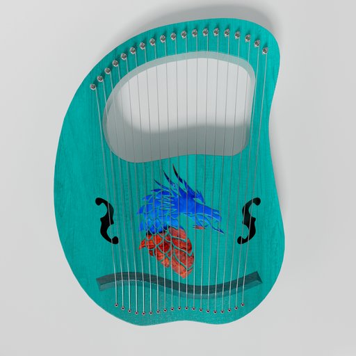 BlenderKit | Download the FREE Colorful modern lyre. model