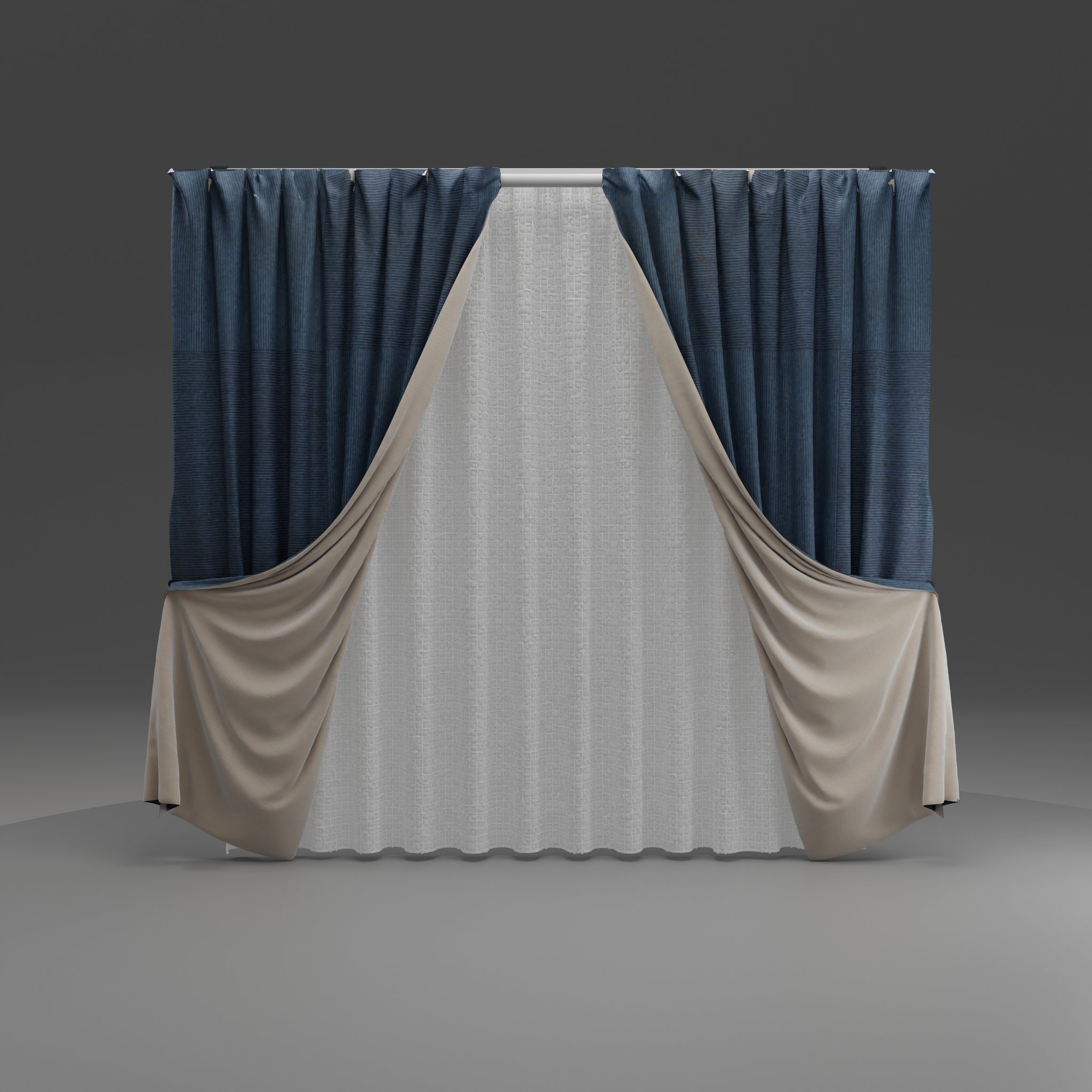 Realistic curtain 02 pursian blue | Curtains models | BlenderKit