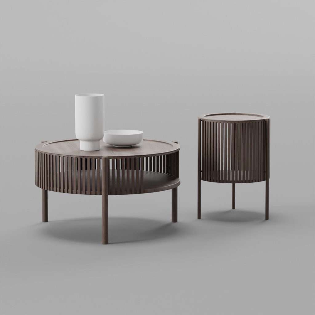 Wooden round coffee tables | Tables models | BlenderKit